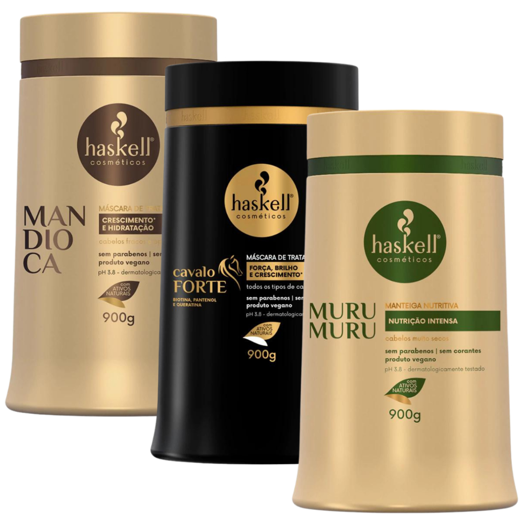 Kit Haskell Mascaras Cavalo Forte Mandioca Murumuru 900G !!! | Shopee Brasil
