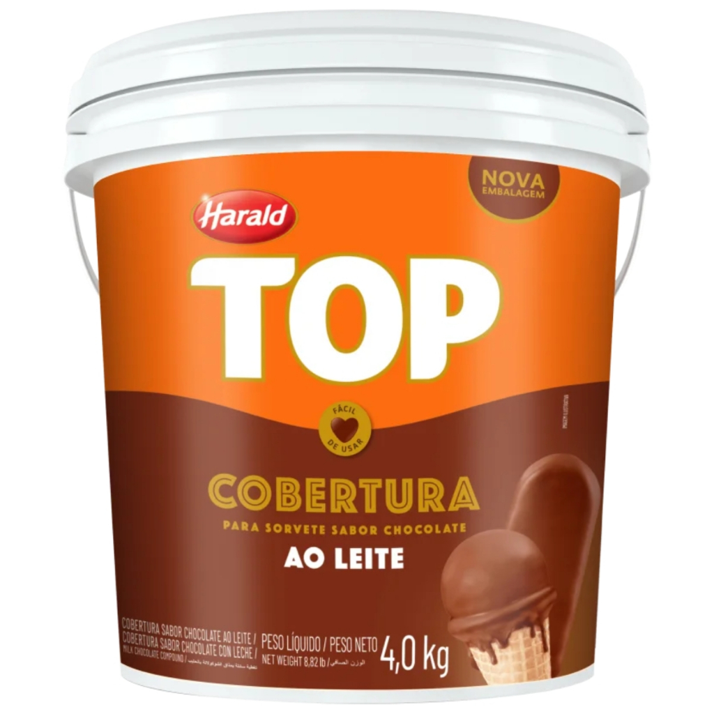 Cobertura Líquida TOP Sabor Chocolate Ao Leite em Balde 4kg Harald ...