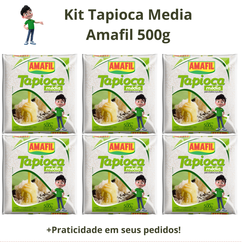 KIT TAPIOCA MEDIA AMAFIL 500g- 6 UNIDADE | Shopee Brasil