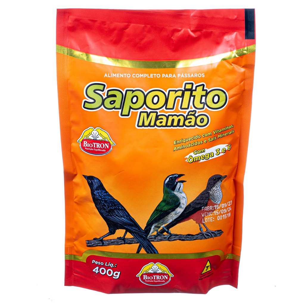 iotron Saporito Mamão 400g Alimento Para Sabiá, Pássaro-Preto e Trinca ...