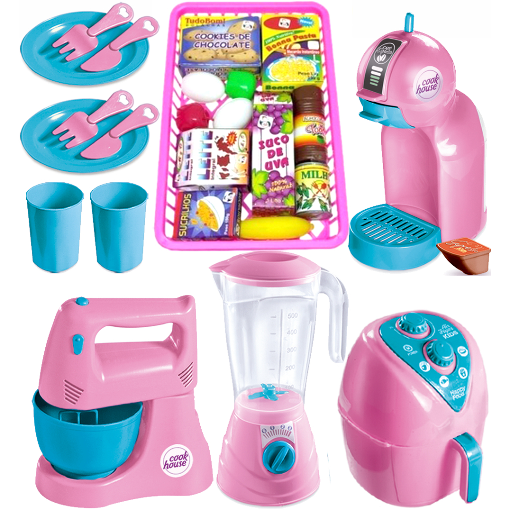Kit Cozinha Infantil 25pcs Brinquedo Eletrodomésticos Comidinhas Acessórios | Shopee Brasil