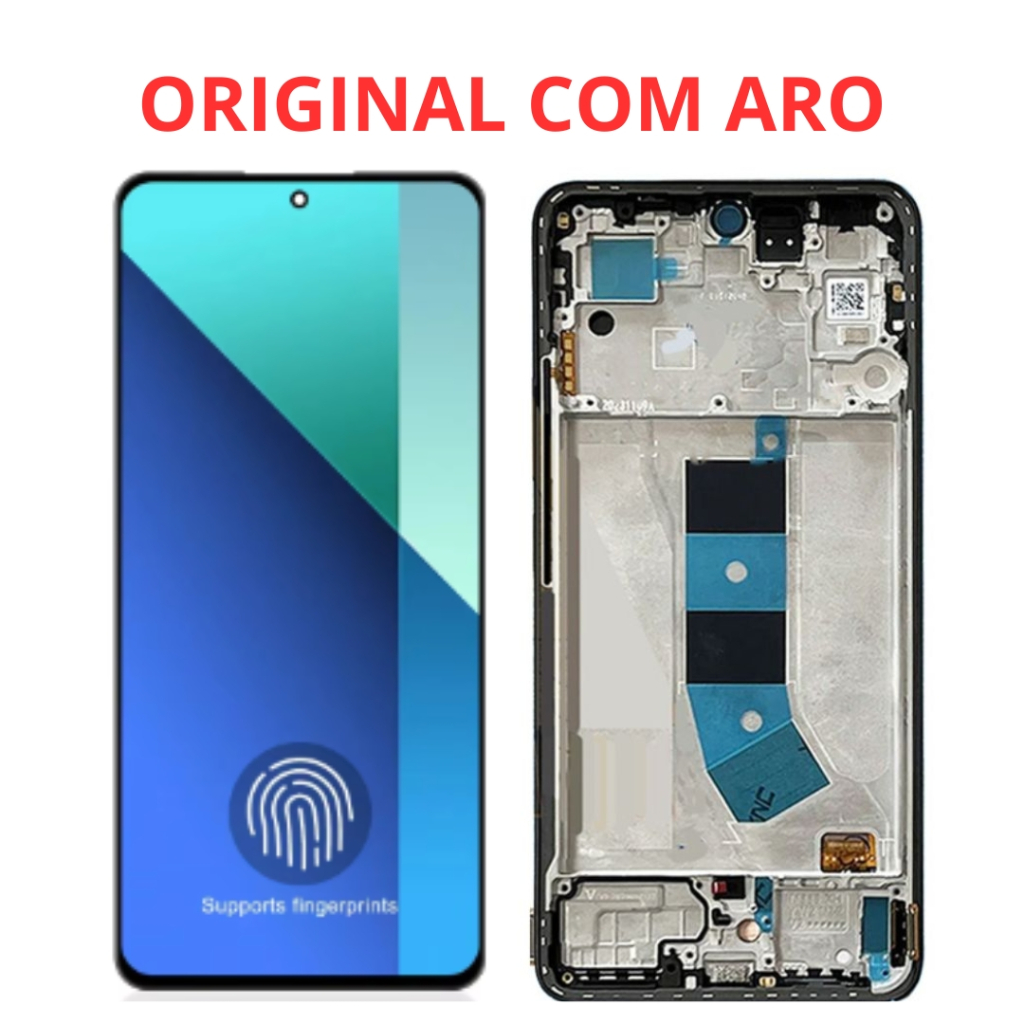 FRONTAL LCD DISPLAY TOUCH XIAOMI REDMI NOTE 13 4G ORIGINAL COM BIOMETRIA, INCELL, COM ARO E SEM ...
