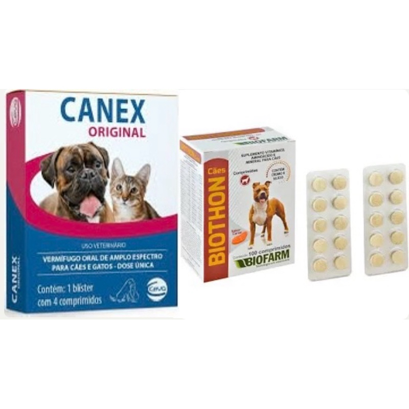 Kit Remédio de Verme Canex + 2 Biothon - suplemento de vitaminas, aminoácidos e minerais Com 10 ...