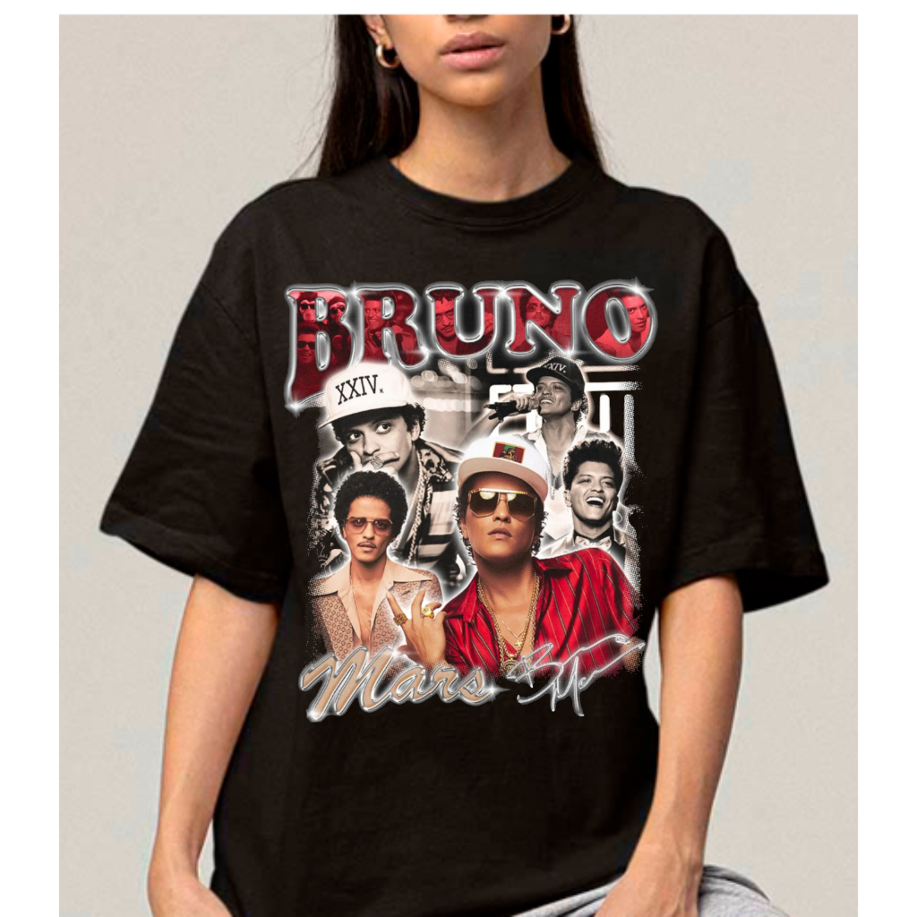 Camiseta Unissex TShirt Bruno Mars Grafic Tee Vermelha | Shopee Brasil