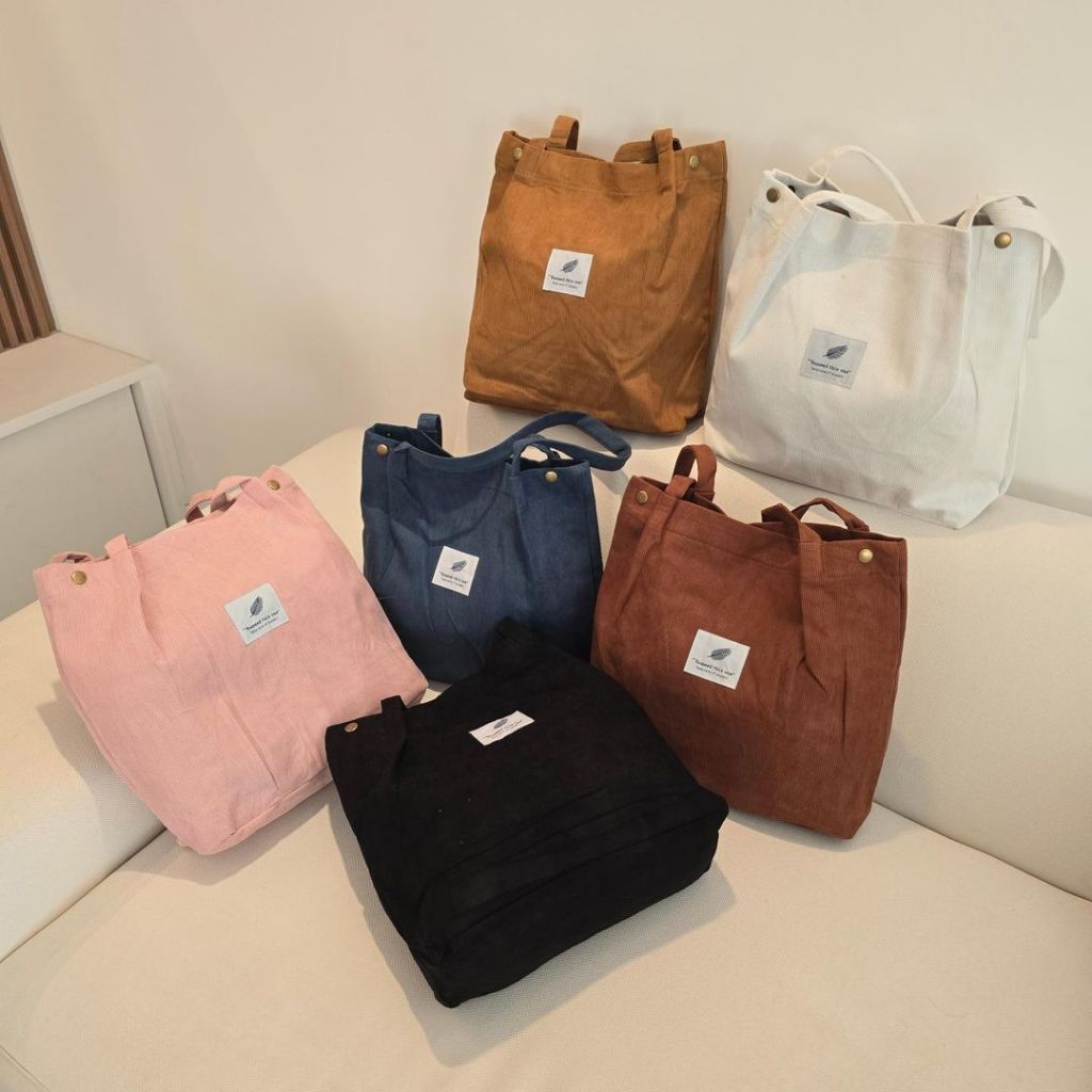 Bolsa Feminina Veludo Cotelê Passeio Praia Imã Ecobag | Shopee Brasil