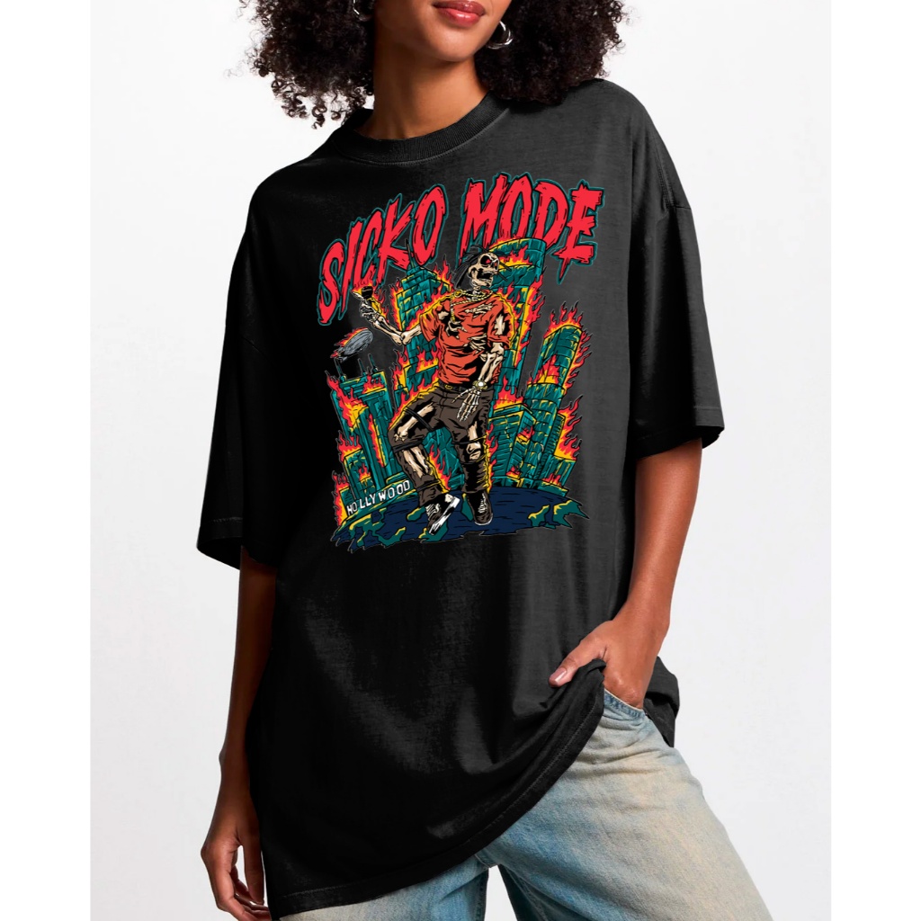 Camiseta Oversized Travis Scott (Sicko Mode) | Shopee Brasil