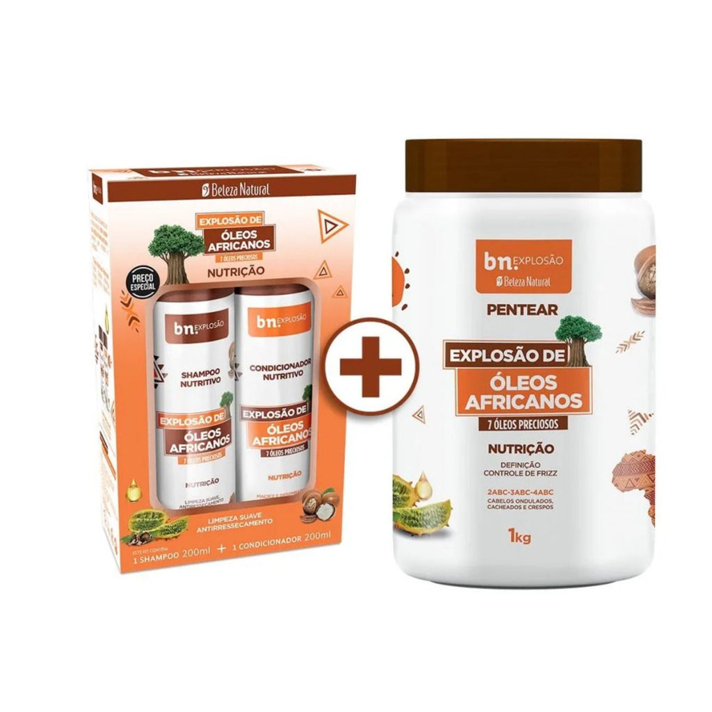 Kit Beleza Natural Shampoo 200ml + Condicionador 200ml E Creme Pentear ...