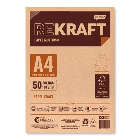 Papel Kraft A4 120gr 50 Folhas Jandaia | Shopee Brasil