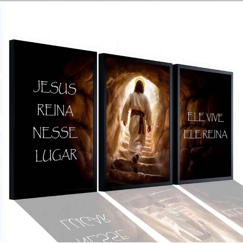 quadro decorativo jesus ele vive s/vidro(TRIO G) | Shopee Brasil