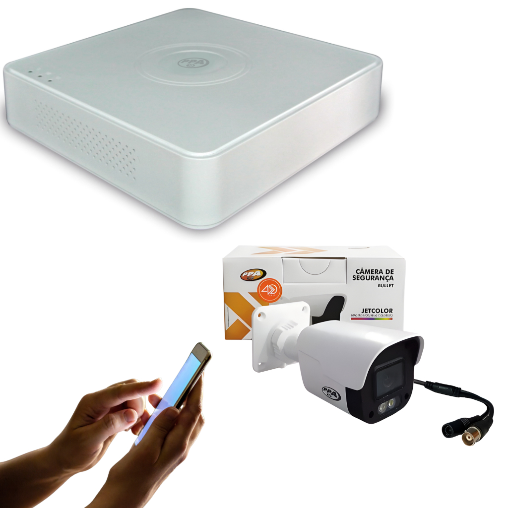 Kit DVR 4 canais + 01 Câmera Dome JetColor PPA 2MP Full HD Imagens Coloridas, PPA, Original ...