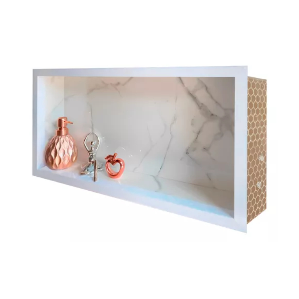 Nicho Porcelanato Carrara 60x32 Borda Aluminio | Shopee Brasil