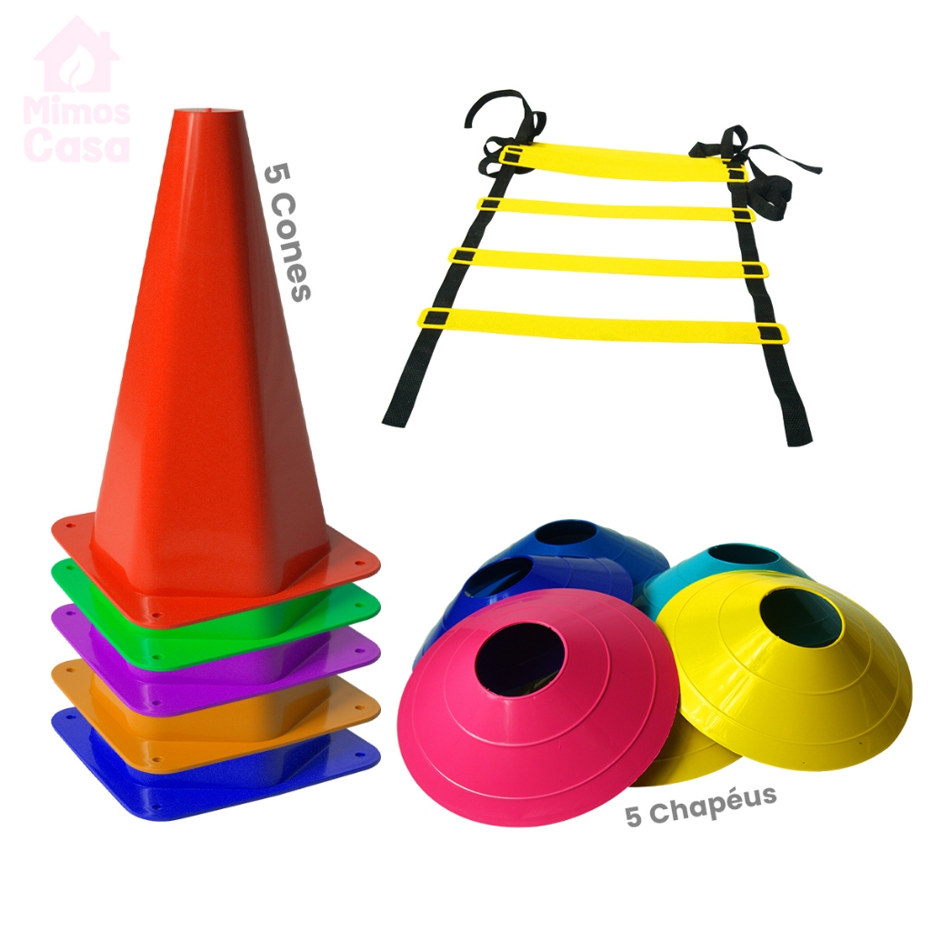 Kit 5 Cones 5 Chapéus Chinês e 1 Escada Agilidade Funcional Para ...