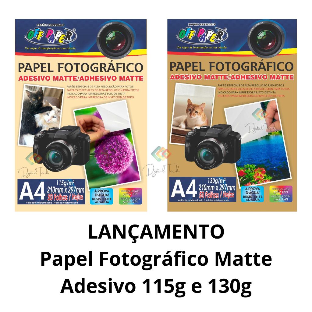 Papel Fotográfico A4 Matte Adesivo 115g e 130g 50 folhas | Shopee Brasil