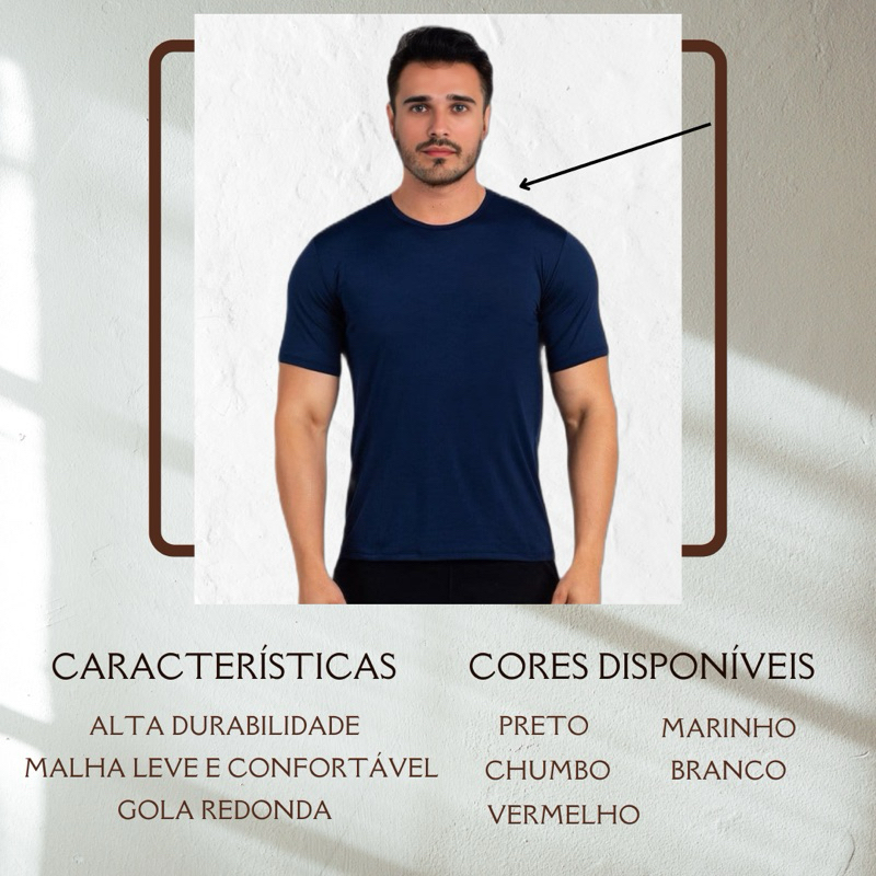 Camiseta Básica Microfibra Masculino | Shopee Brasil