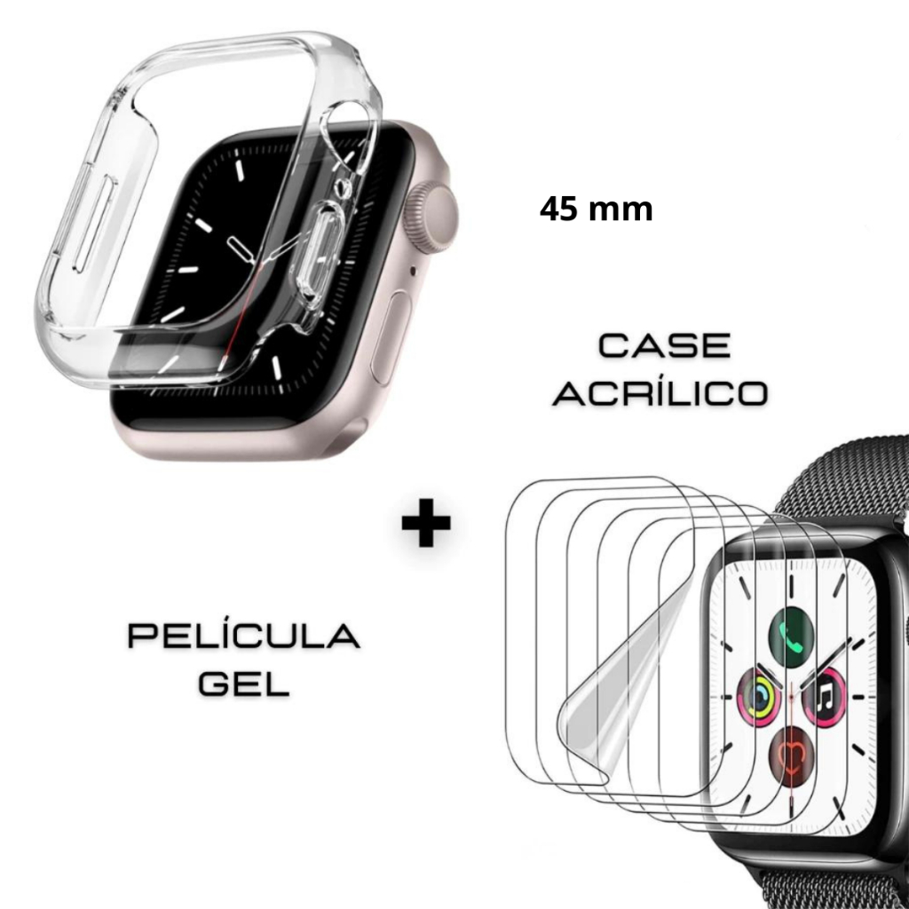 Kit Case Acrílico + Película Silicone Protetora Para Smartwatch 41mm ...