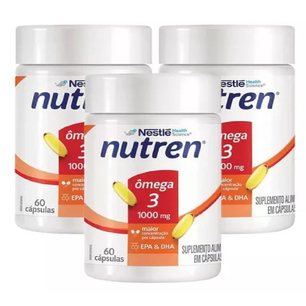 Kit Nutren Ômega 3 1000g Nestlé C/ 3 Un De 60 Cápsulas Cada | Shopee Brasil