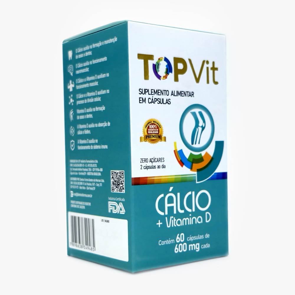 Vitamina D com Cálcio 600mg 60 Cápsulas Suplemento TopVit | Shopee Brasil