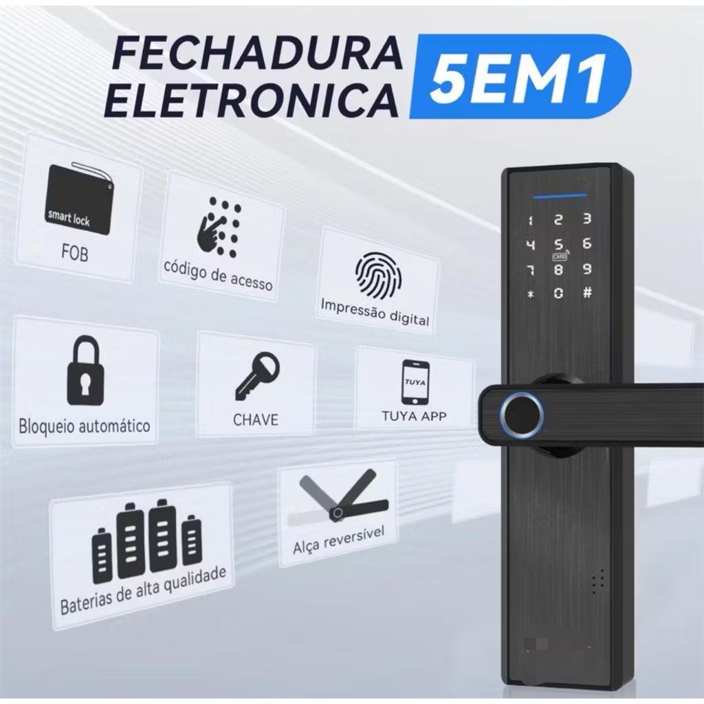 WIFI Fechadura Digital de Sobrepor, Fechadura Eletronica Fechaduras Digital de Embutir com ...