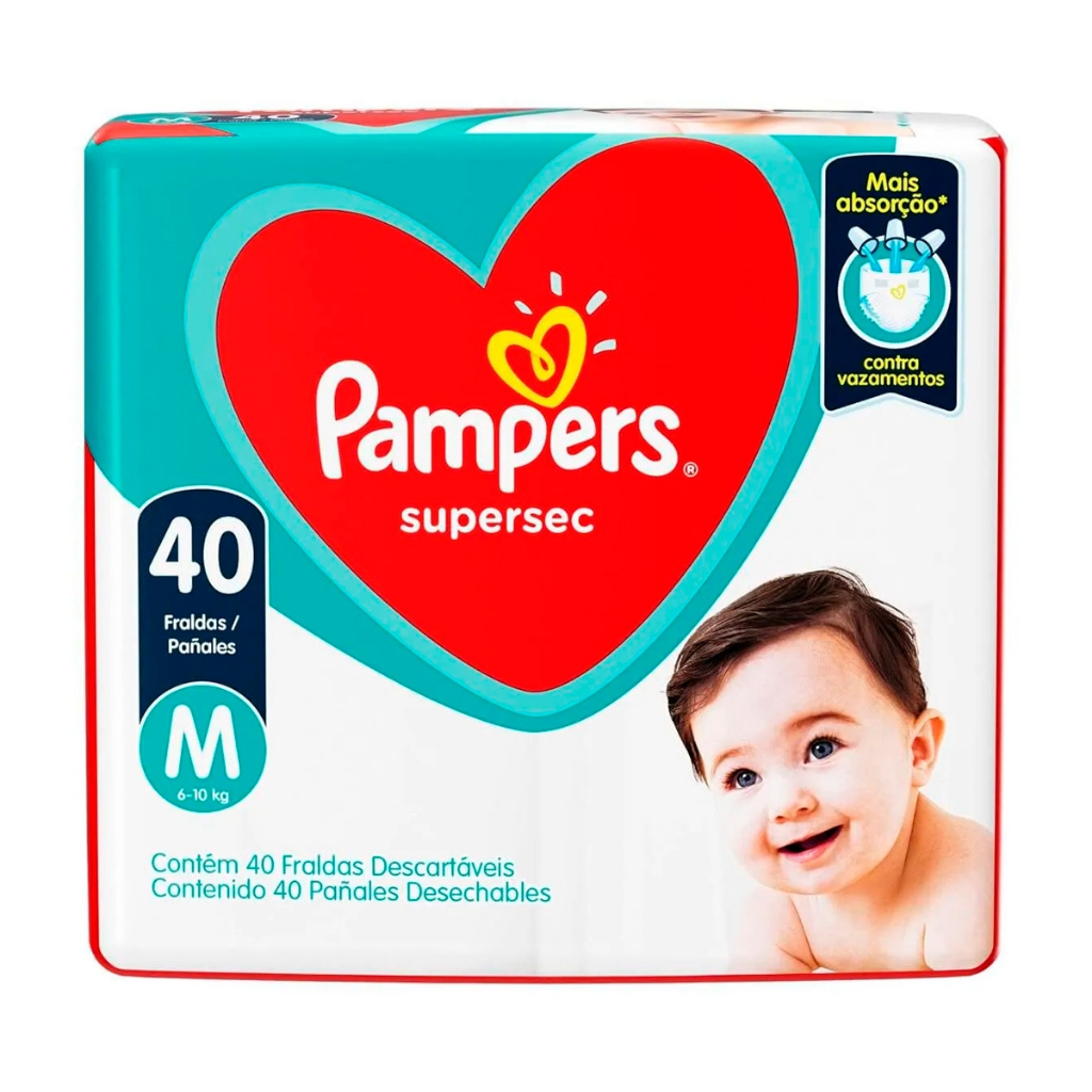 Fralda Pampers Supersec Mega M 40 Unidades | Shopee Brasil