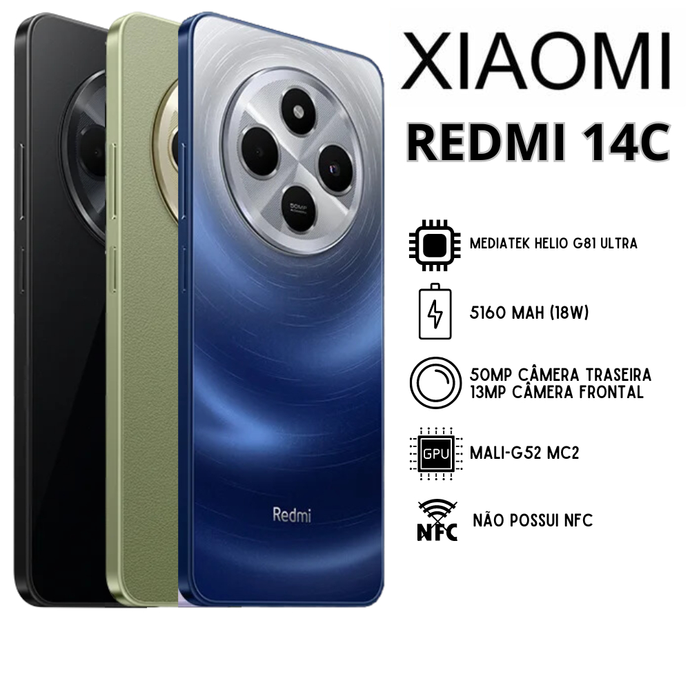 Xiaomi Redmi 14C | Câmera 50MP, Processador Helio G81-Ultra, Bateria ...