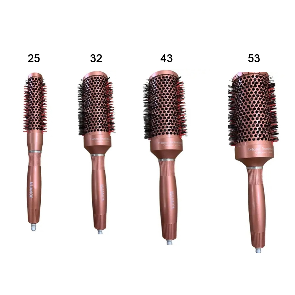 Escova Profissional Vazada Térmica Cerdas Mistas Javali Nylon Rose ...