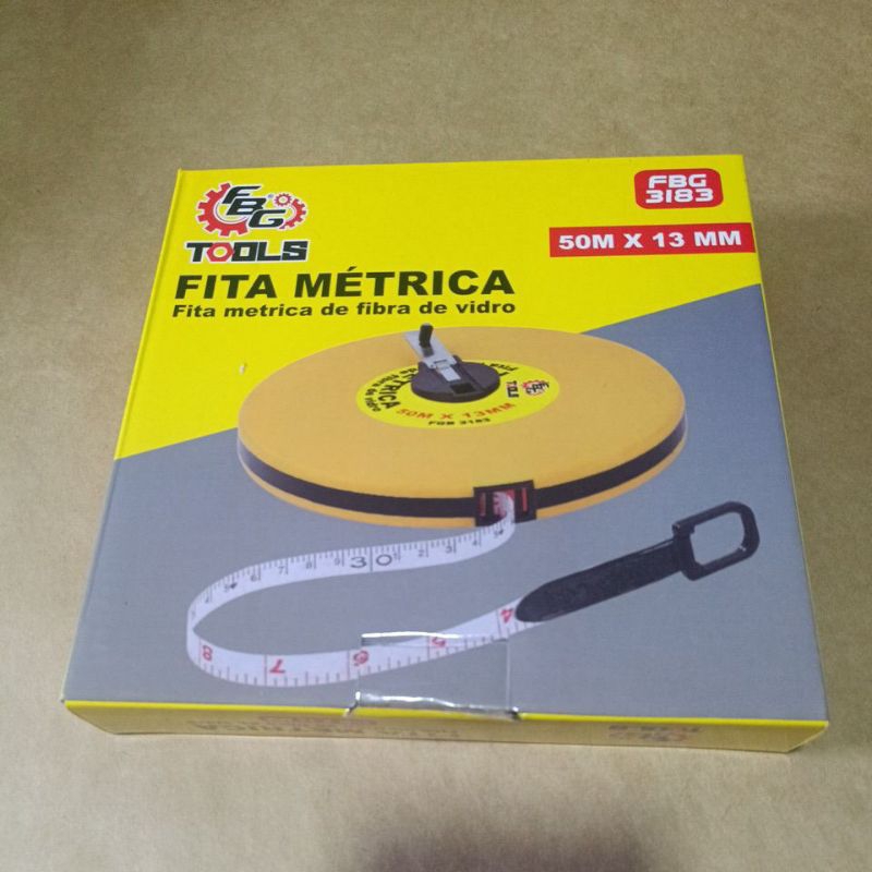 Trena 50 Metros Fechada Com Fita Fibra De Vidro E Manivela TOOLS 3183 ...