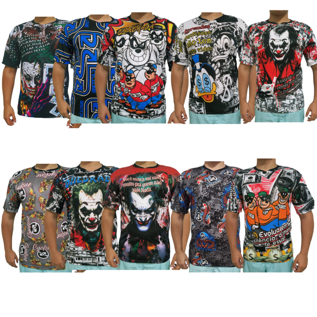 10 camisas Mandrake Tio Patinhas coringa irmao metralha cyclone carpa ...