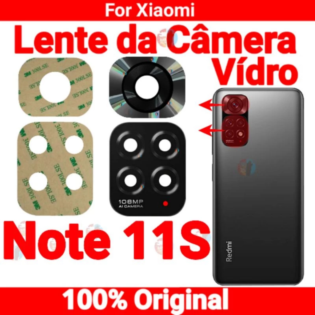 Vidro da Camera Redmi Note 11s 4g Xiaomi Lente da Câmera Traseira ...
