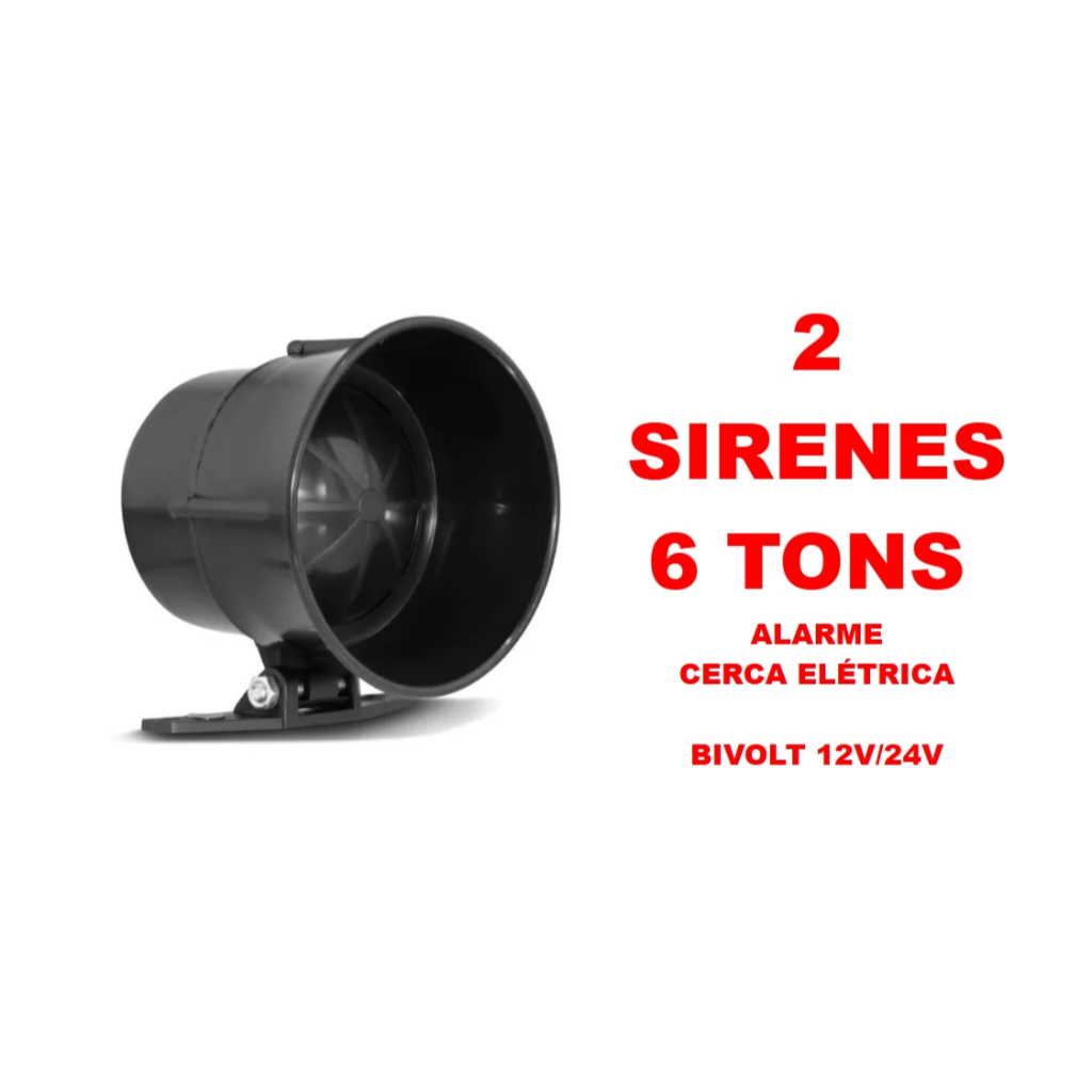 2 Sirene 6 tons 12v e 24v , alarmes automotivos, residenciais e cercas ...