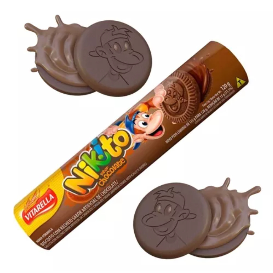 10 Bolachas/Biscoito Nikito de Chocolate 120G | Shopee Brasil