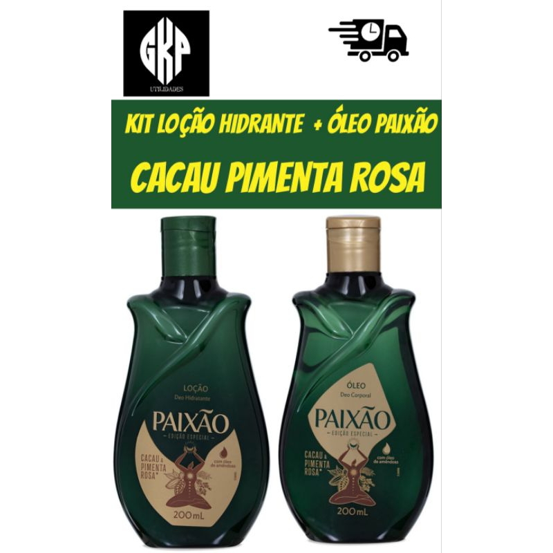 KIT PAIXÃO ÓLEO + LOÇÃO HIDRANTE CACAU COM PIMENTA ROSA 200ml cada ...