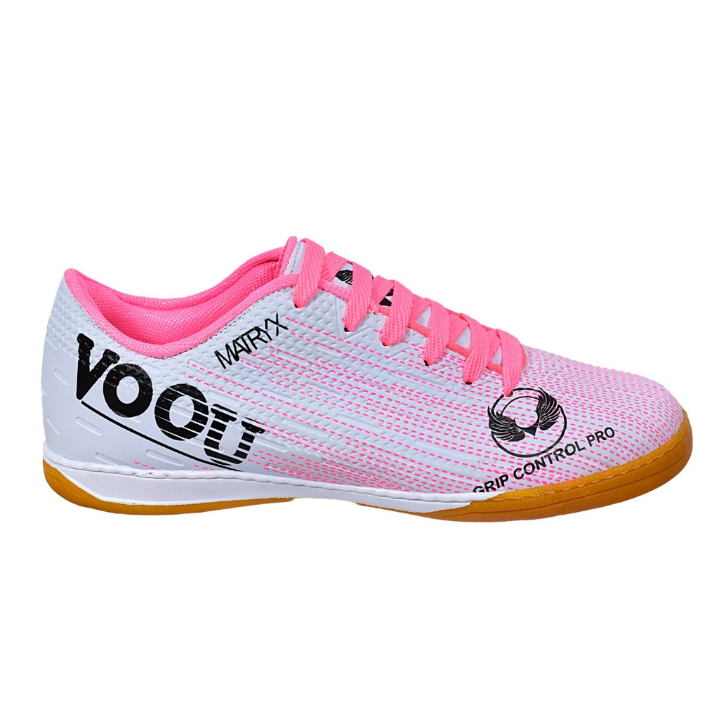 CHUTEIRA VOOU BRANCO PINK FUTSAL QUADRA CUSTURADA ADULTO E INFANTIL ...