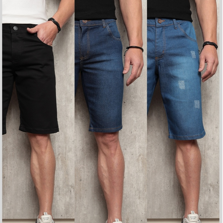KIT BERMUDA Jeans masculina adulto Confortavéis Original Promoção Envio ...
