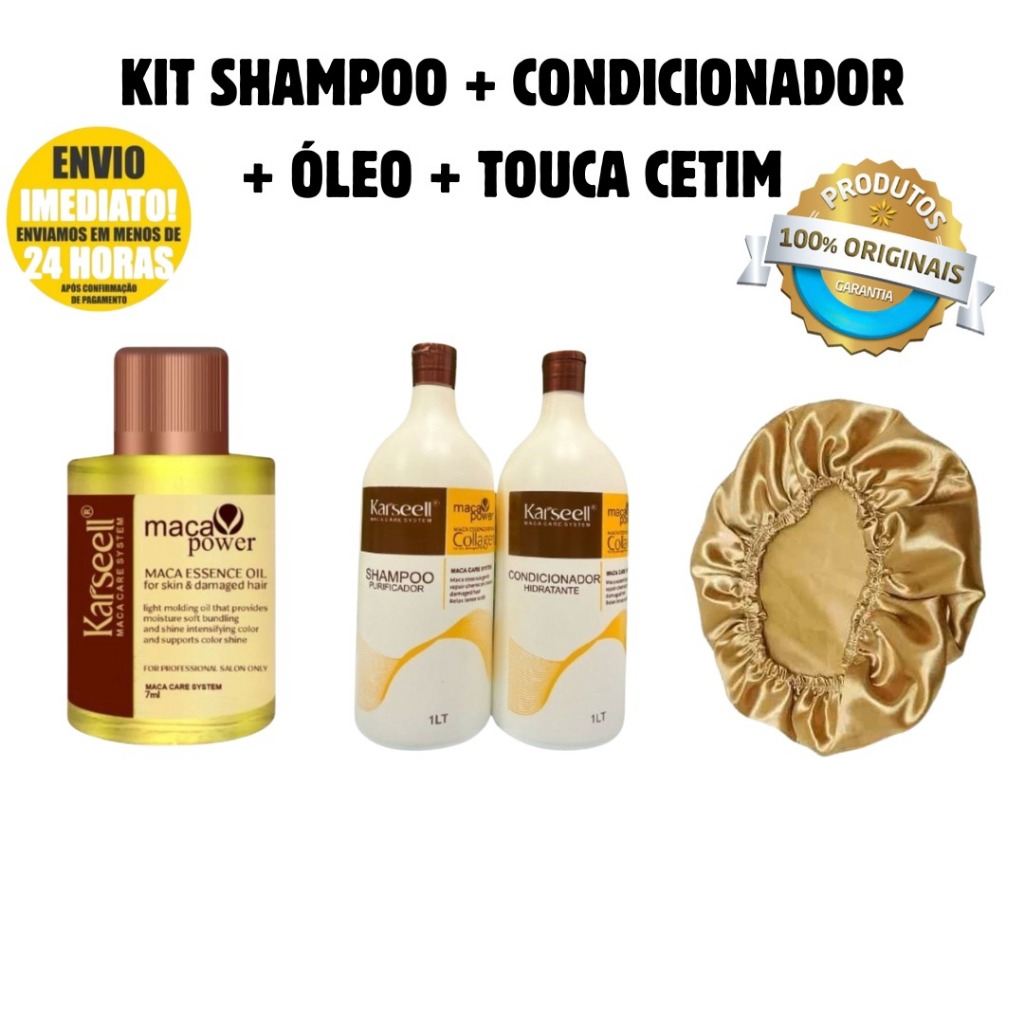 KIT óleo Karseell ORIGINAL 7 ml + Shampoo 1 L + condicionador Karseell ...