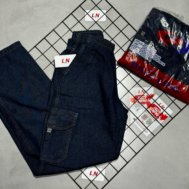 Calça Cargo Dazzling Jeans escura | Shopee Brasil