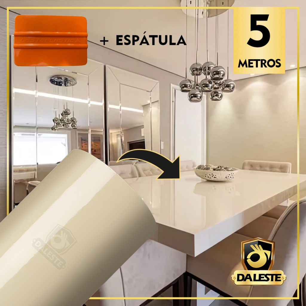 5 Metros Adesivo Laca Bege Leitoso White Off Para Móveis Decoração ...