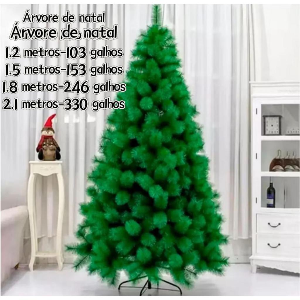Árvore de Natal Pinheiro Verde Vivo Luxo 1.20m/1.50m/1.80m/2.10m ...