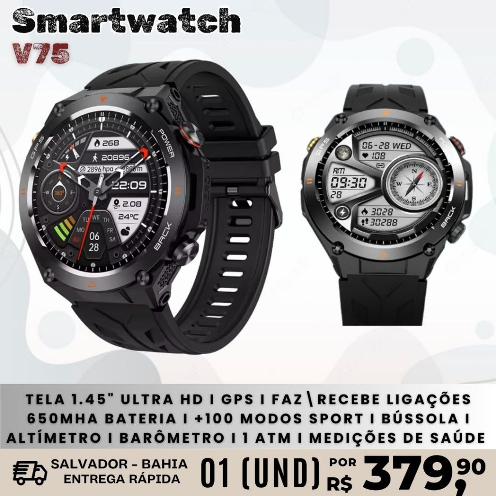 COLMI V75 smartwatch GPS 1.45 Ultra HD medidor Altitude Press]ap do Ar ...