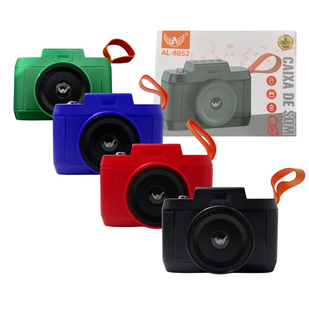 Caixa de Som Bluetooth Portátil Formato Câmera Fotográfica 8W Altomex ...