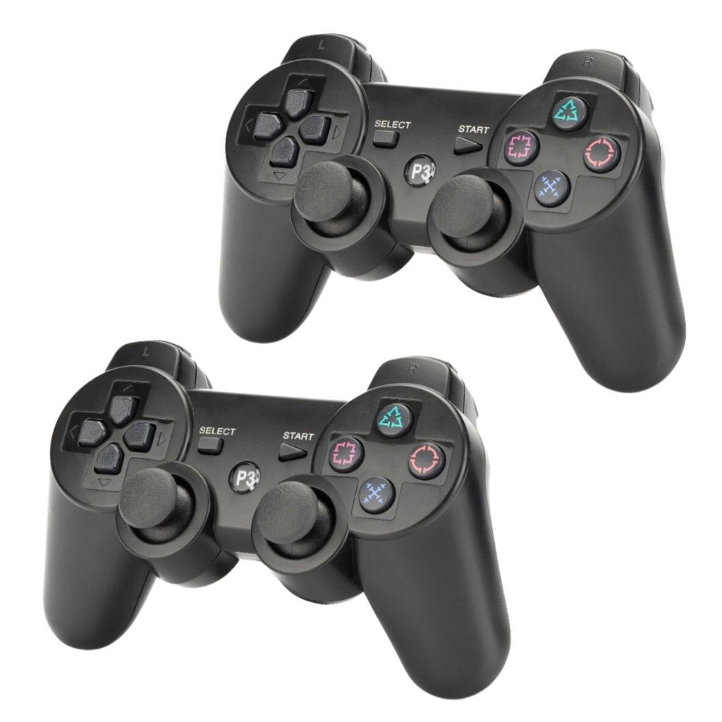 Kit 2 Controles Ps3 Joystick Com Fio Ergonômico Plug And Play Console ...