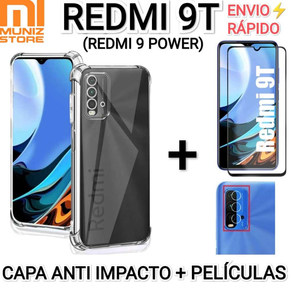 Kit Completo Redmi 9T/Redmi 9 Power Capa Case Anti Impacto + Película ...