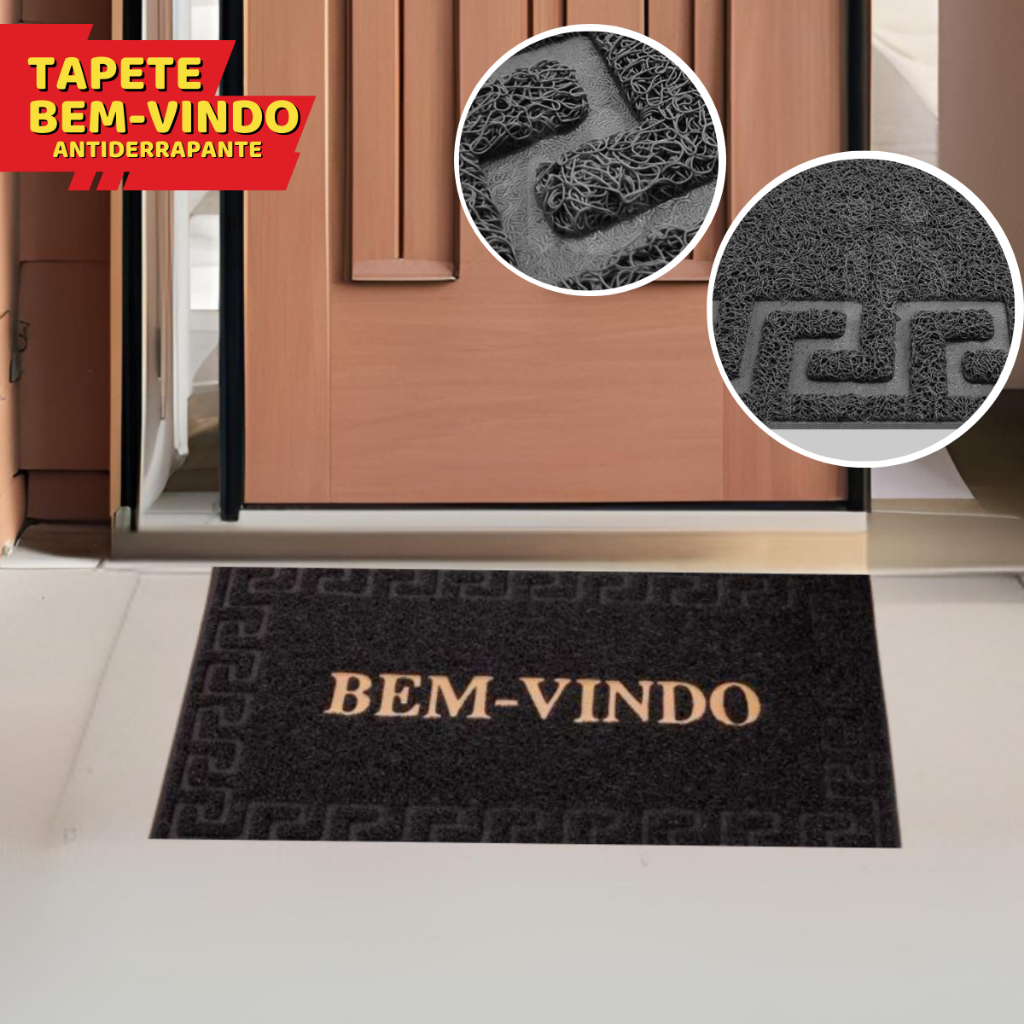 Tapete Pvc Capacho Bem Vindo Emborrachado Antiderrapante Porta Alto ...