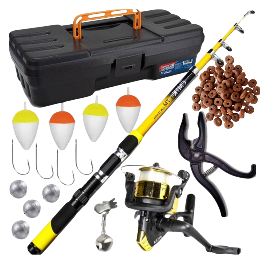 Kit Pesca Completo com Vara Molinete Maleta com Acessórios e Alicate Pega Peixe | Shopee Brasil