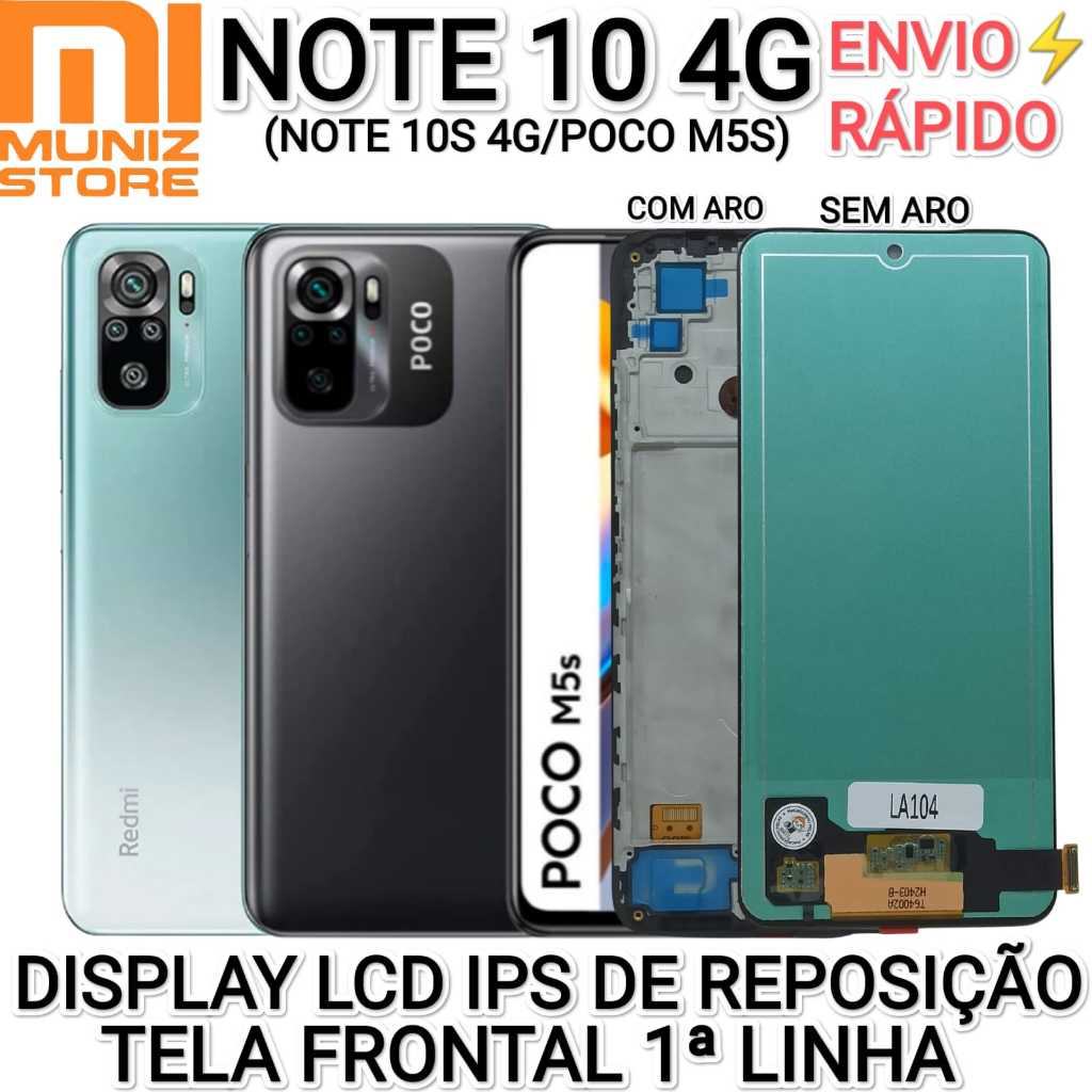 Display Xiaomi Redmi Note 10 4G/10S/Poco M5S 1°Linha Tela LCD IPS ...