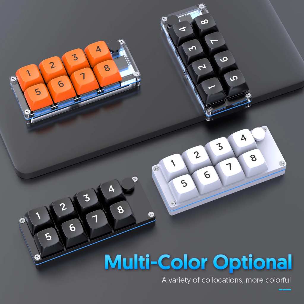 Teclado Macro com fio, 8 teclas, Mini teclado, Personalizável, Teclado ...
