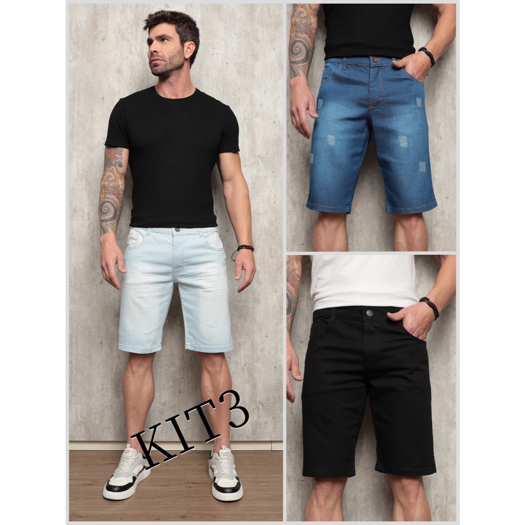 KIT BERMUDA Jeans masculina adulto Confortavéis Original Promoção Envio ...