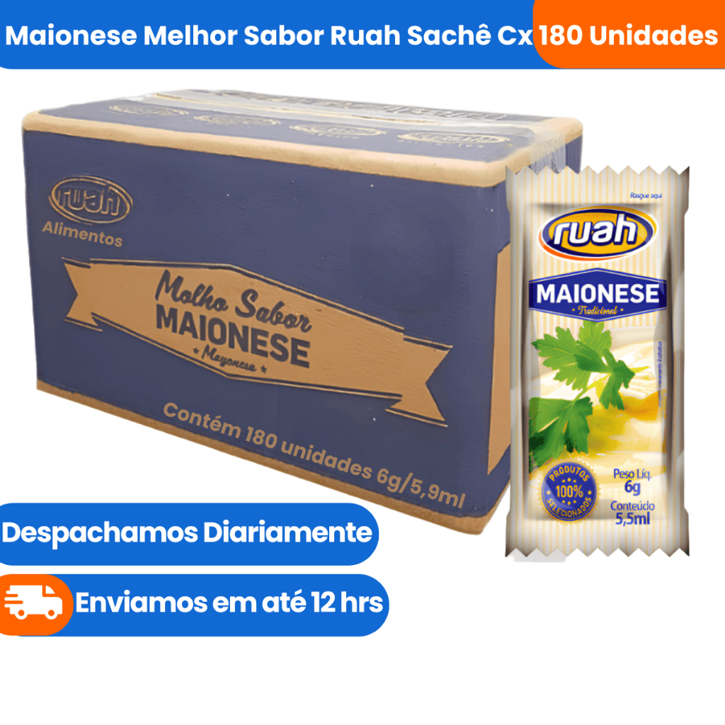 Maionese Tradicional Sache Caixa 180 Unidades de 6g - Ruah | Shopee Brasil