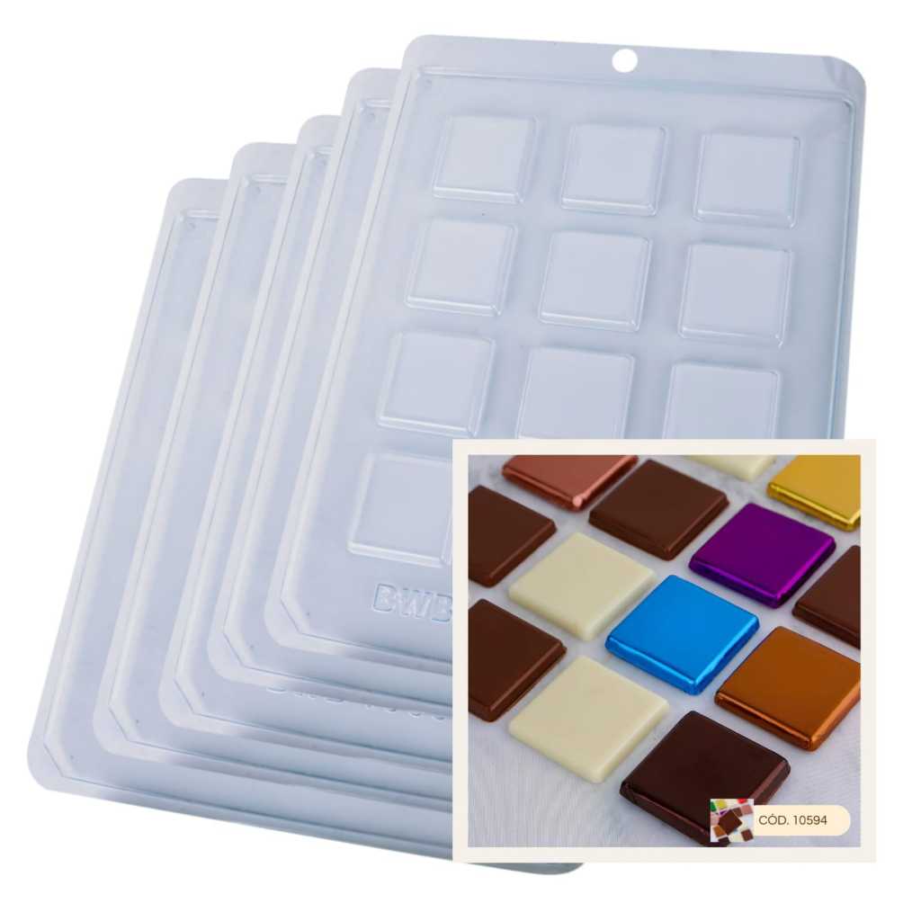5 formas p/chocolate BWB - Tabletinho quadrado (10594). | Shopee Brasil