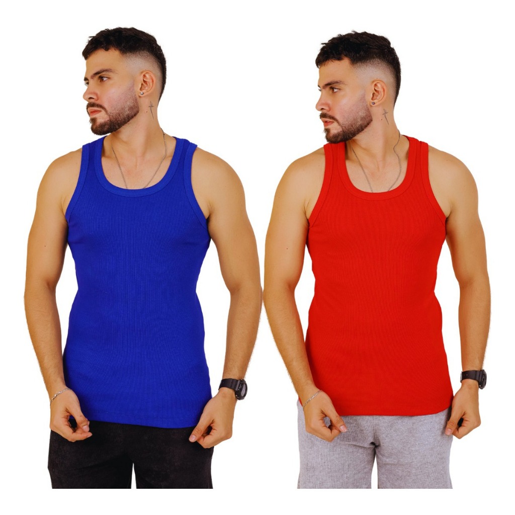 Kit Regatas Masculinas Justas Caneladas para Treino, Praia e Moda Hip ...