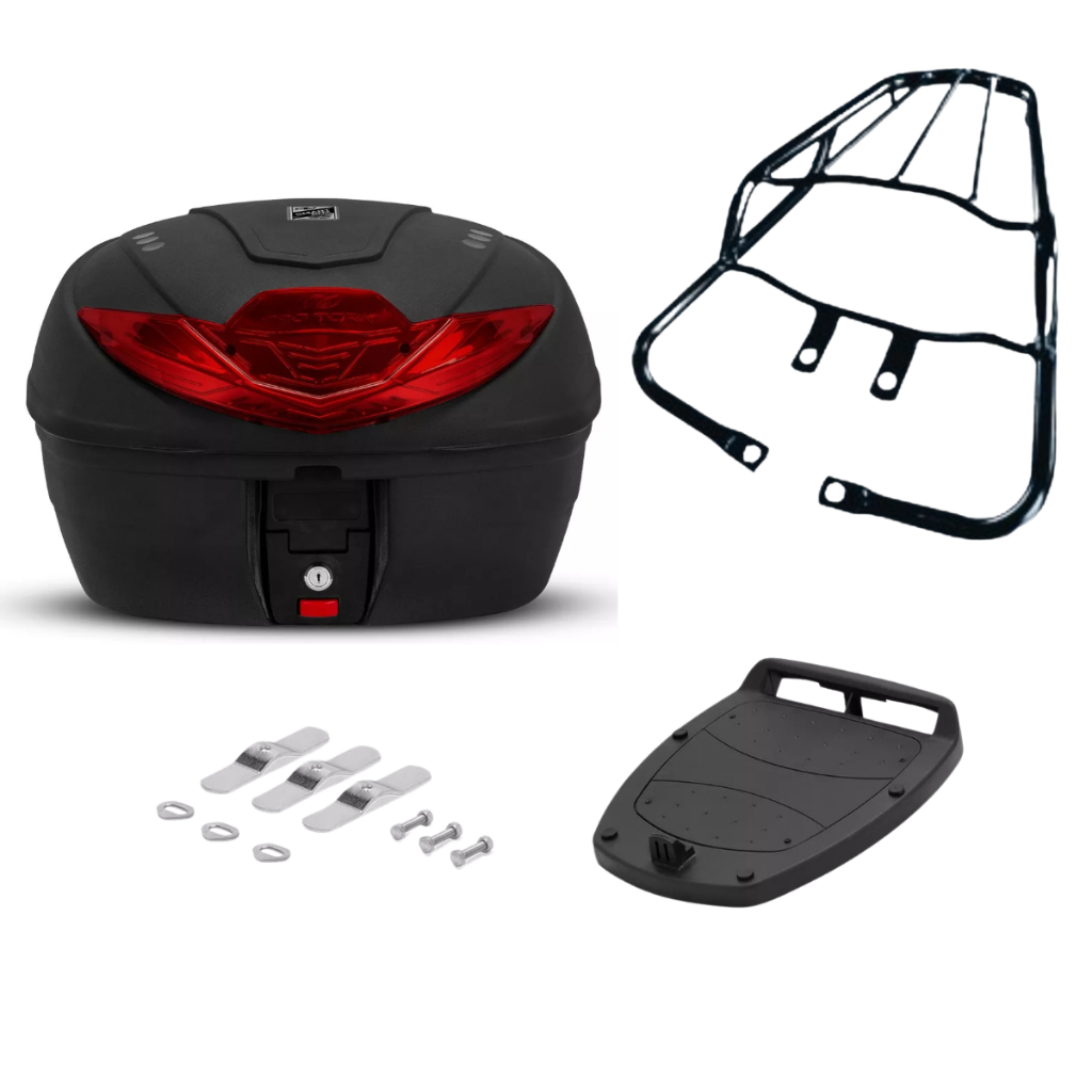 Bagageiro Titan Fan 150 + Baú Bauleto 35 Litros 2009 2010 2011 2012 2013 Preto Cromado | Shopee ...